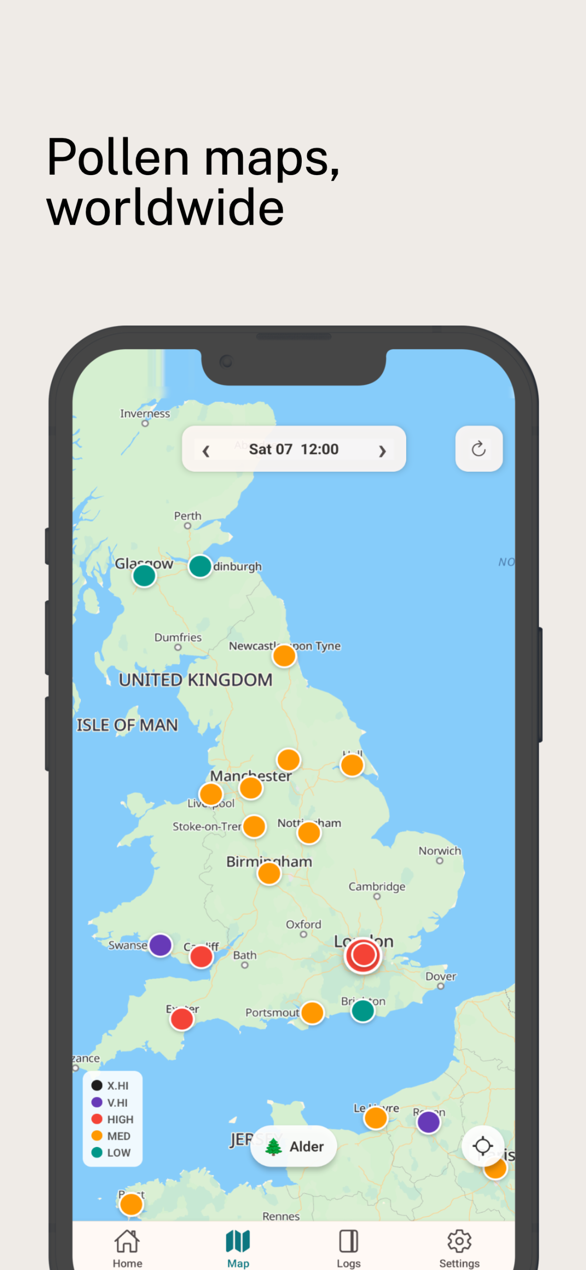 Pollen Count Today – Hourly Forecast for 39 Species Worldwide